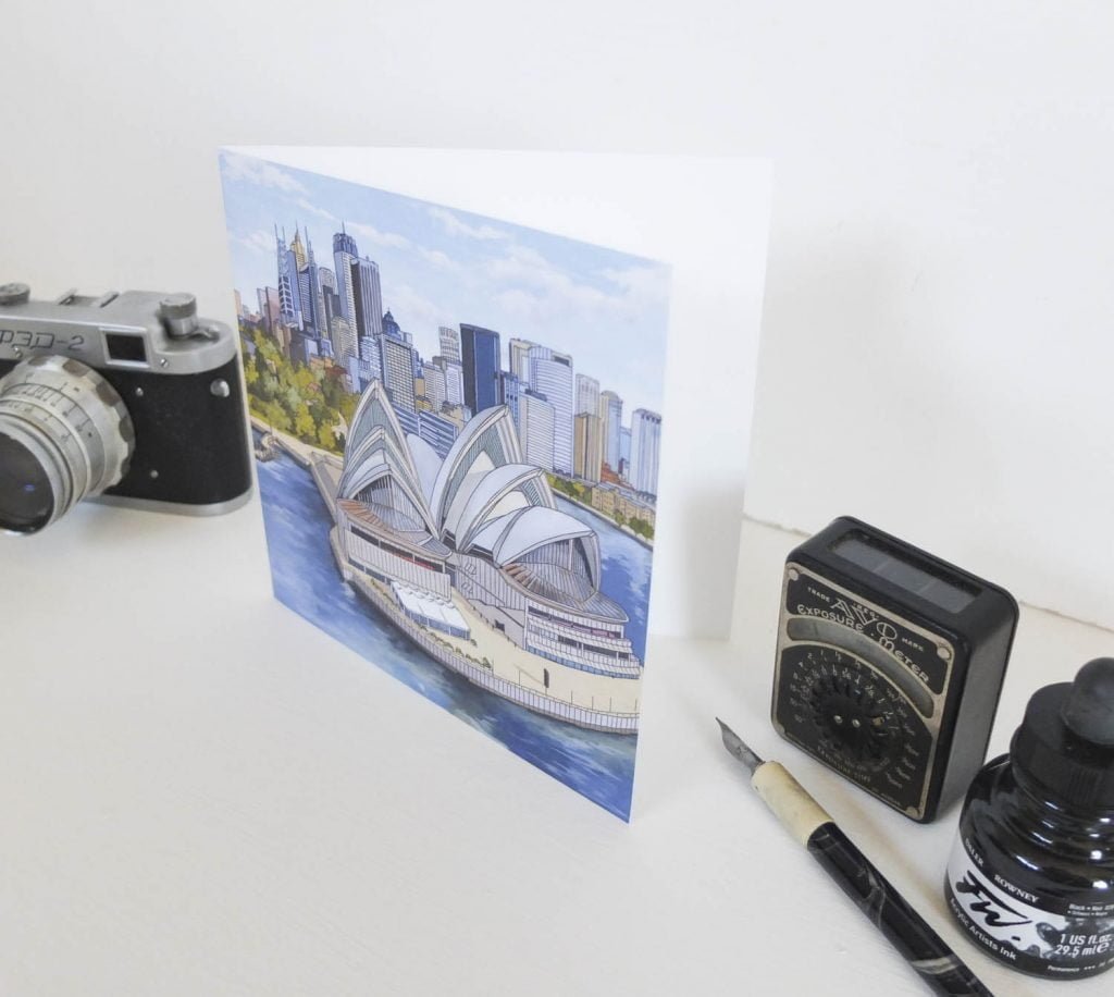 Sydney Opera House Greeting Card - Illustration by Jonathan Chapman